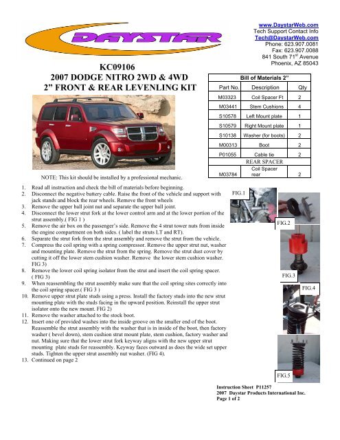 Installation Instructions - Daystar
