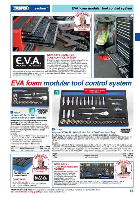 EVA foam modular tool control system - Draper Tools