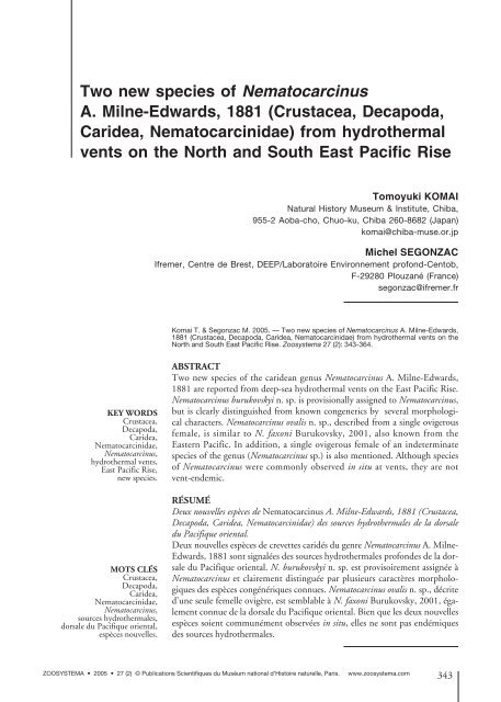 Two new species of Nematocarcinus A. Milne-Edwards, 1881 ...