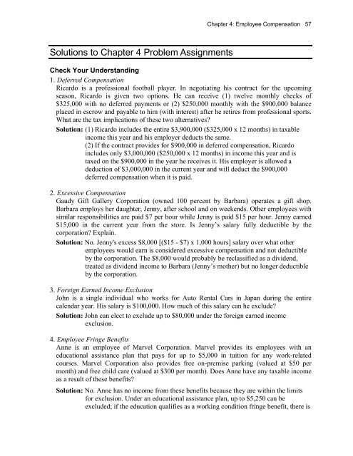 Solutions to Chapter 4 Problem Assignments - School of Business ...