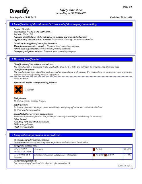 Safety data sheet - Diversey