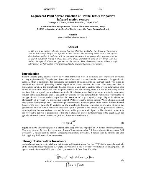 Engineered Point Spread Function of Fresnel lenses for passive