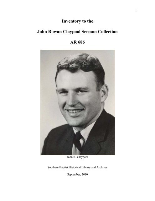 Claypool, John Rowan, 1930-2005, Sermon Collection, 1962-1981