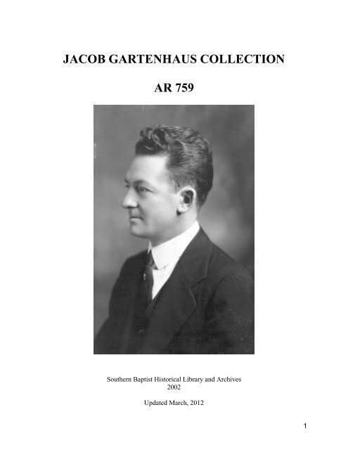 Jacob Gartenhaus - Southern Baptist Historical Library & Archive