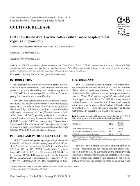 CULTIVAR RELEASE - SBMP