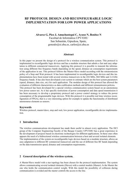 rf protocol design and reconfigurable logic implementation for low