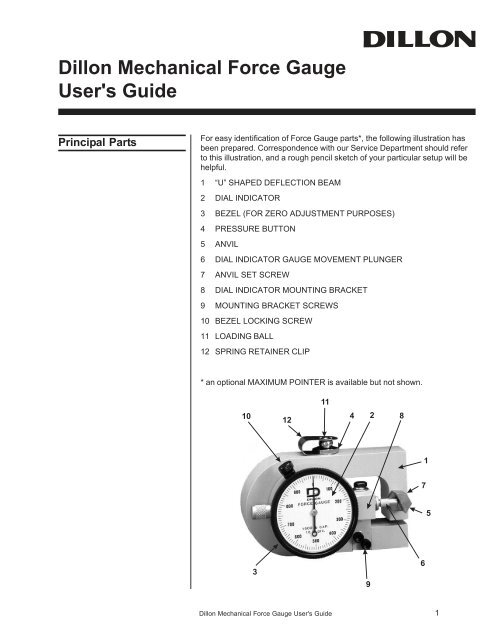 Dillon Mechanical Force Gauge User's Guide - Scalesonline