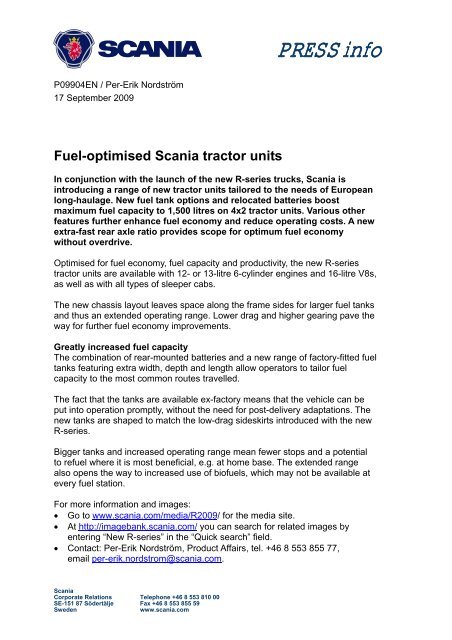 Fuel-optimised Scania tractor units - scania.co.bw