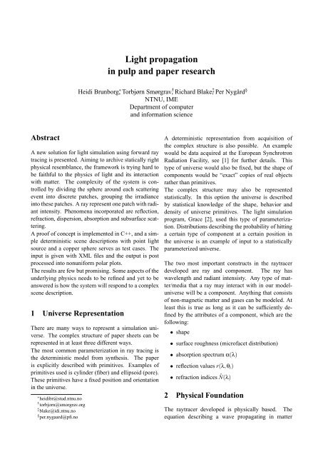 Light propagation in pulp and paper research