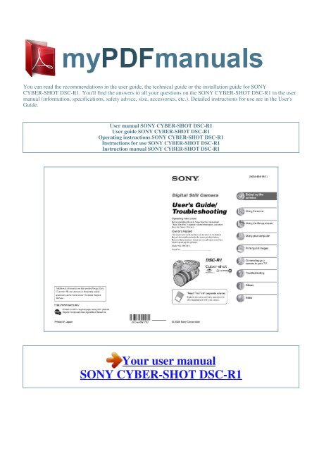 Sony Cyber Shot Camera Manual