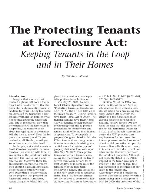 The Protecting Tenants at Foreclosure Act: - South Carolina Bar ...