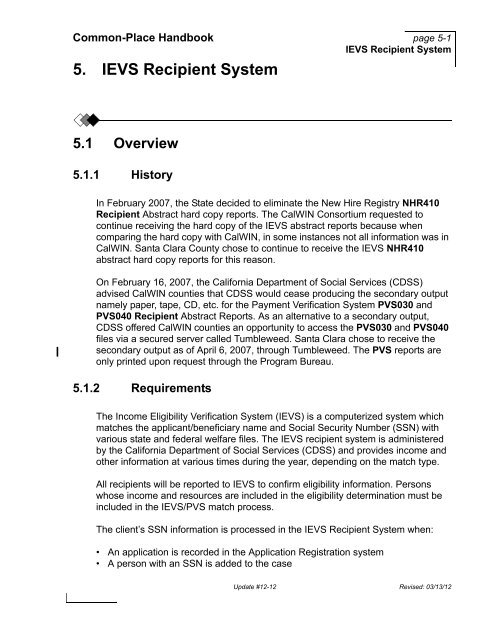 5. IEVS Recipient System - County of Santa Clara