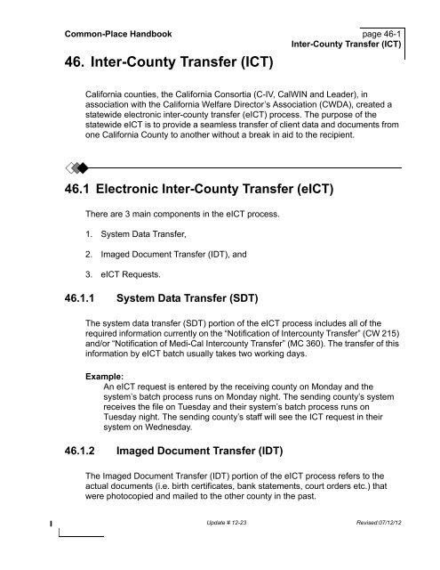 46. Inter-County Transfer (ICT) - County of Santa Clara