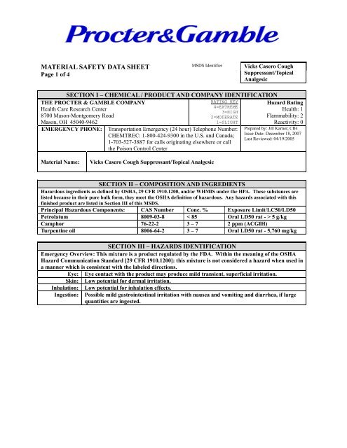 MSDS-English - P&G Product Safety