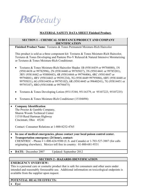 MSDS-English - P&G Product Safety