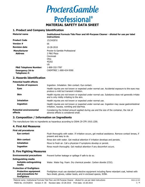 MSDS-English - Procter & Gamble