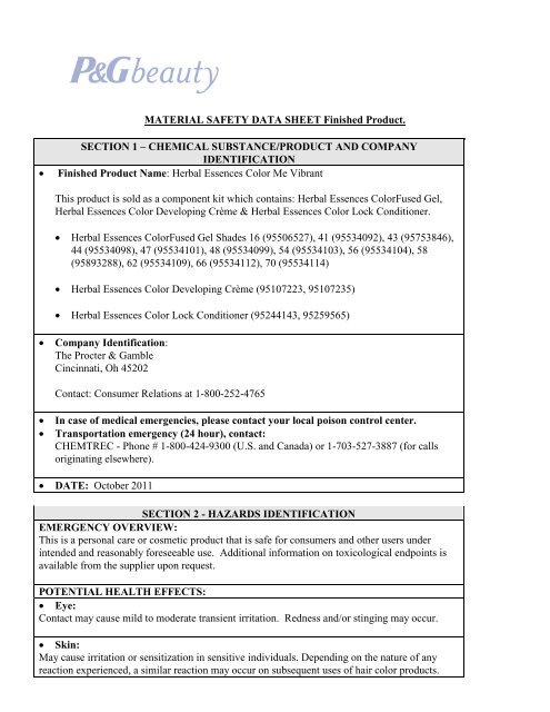 MSDS-English - P&G Product Safety