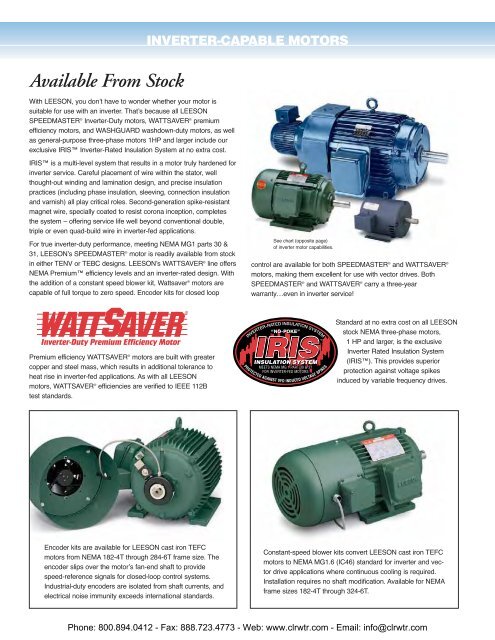 LEESON Speedmaster Inverter Duty Motors