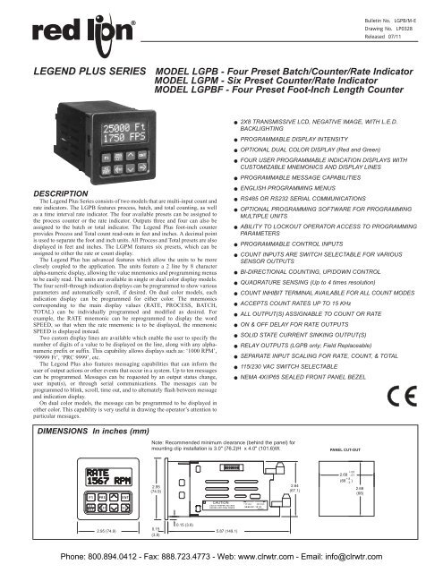 Red Lion LEGEND PLUS Series Counter & Rate Indicator