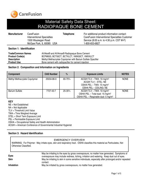RADIOPAQUE BONE CEMENT - CareFusion