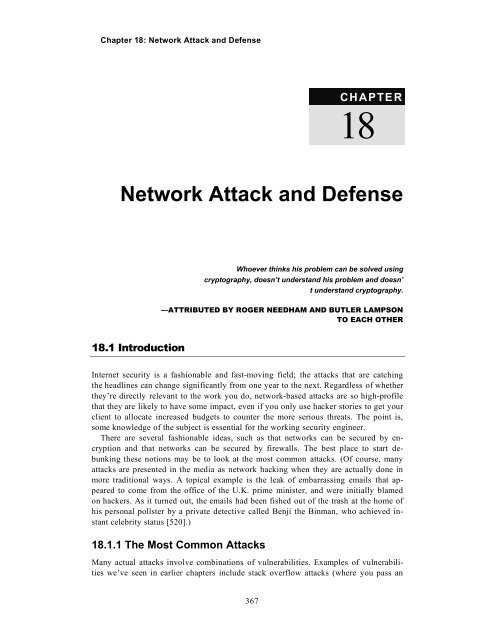 Network Attack and Defense - The Computer Laboratory