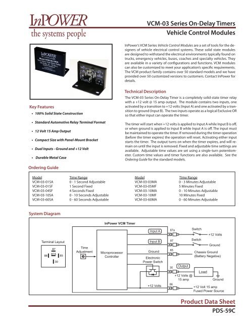 Product Data Sheet VCM-03 Series On-Delay Timers ... - Waytek Wire
