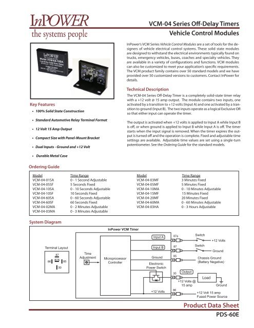 Product Data Sheet VCM-04 Series Off-Delay ... - InPower Direct