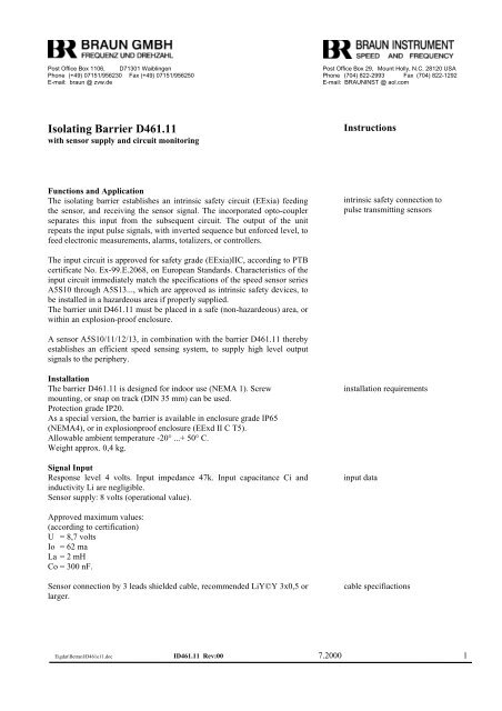 Isolating Barrier D461.11