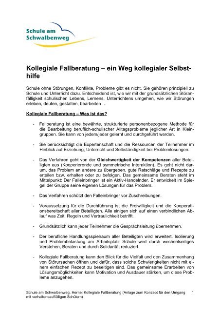 Kollegiale Fallberatung - Schule am Schwalbenweg, Herne