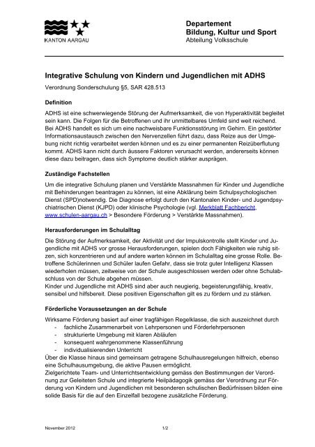 Merkblatt ADHS