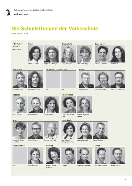 Die Schulleitungen der Volksschule - Schulharmonisierung