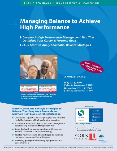 Managing Balance to Achieve High Performance - Schulich School ...