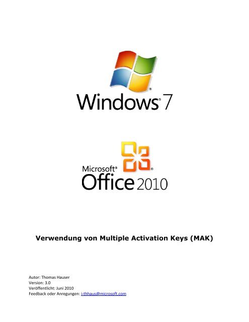 Verwendung von Multiple Activation Keys