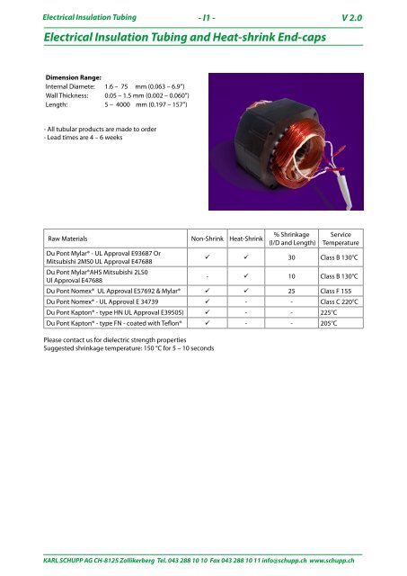 Electrical Insulation Tubing and Heat-shrink End-caps