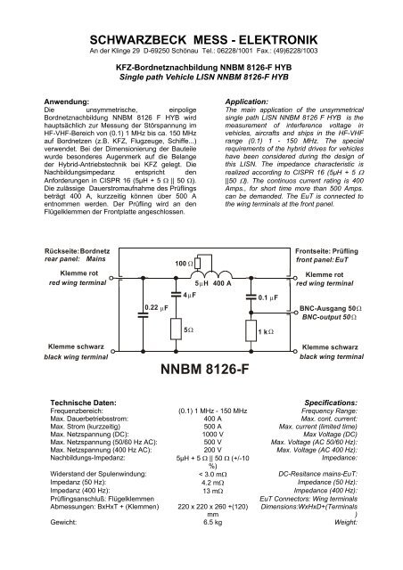 NNBM 8126-F - Schwarzbeck - Mess-Elektronik