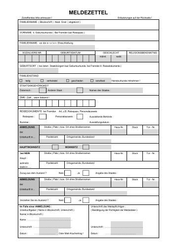 Meldezettel - in Feldkirch