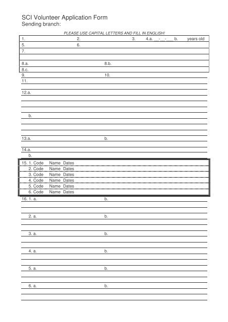 SCI Volunteer Application Form