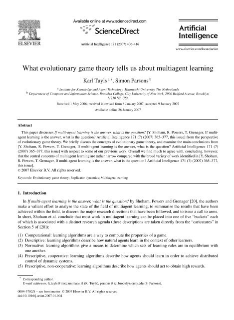 What Evolutionary Game Theory Tells Us About Multiagent Learning