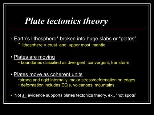 Plate tectonics theory