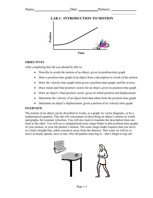 LAB 1: INTRODUCTION TO MOTION LAB 1: INTRODUCTION TO MOTION