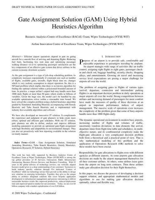 Gate Assignment Solution Gam Using Hybrid Heuristics Algorithm