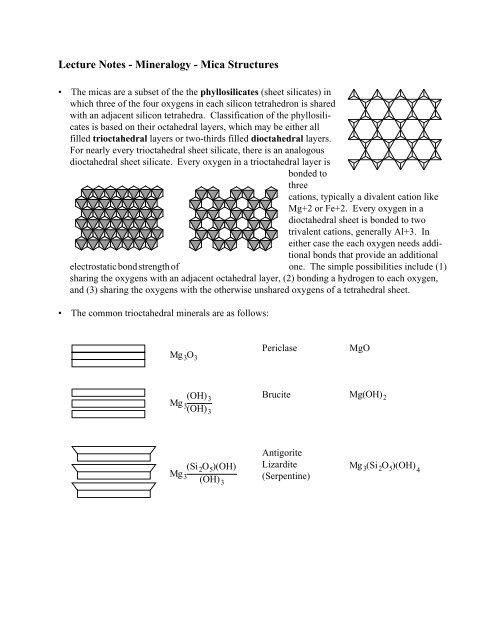Lecture Notes - Mineralogy - Mica Structures