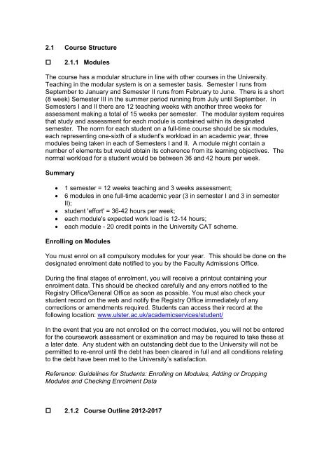 2.1 Course Structure 2.1.1 Modules The course has a modular ...