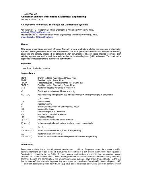 An Improved Power flow Technique for Distribution Systems