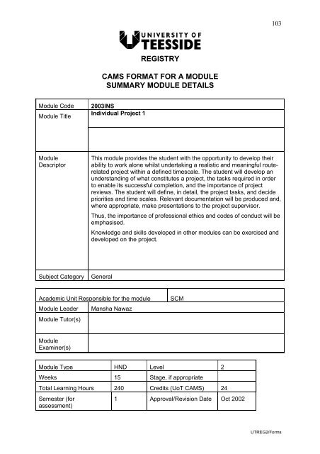 Template for Module Description