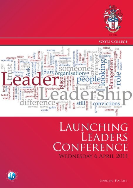 Launching Leaders Conference programme - Scots College