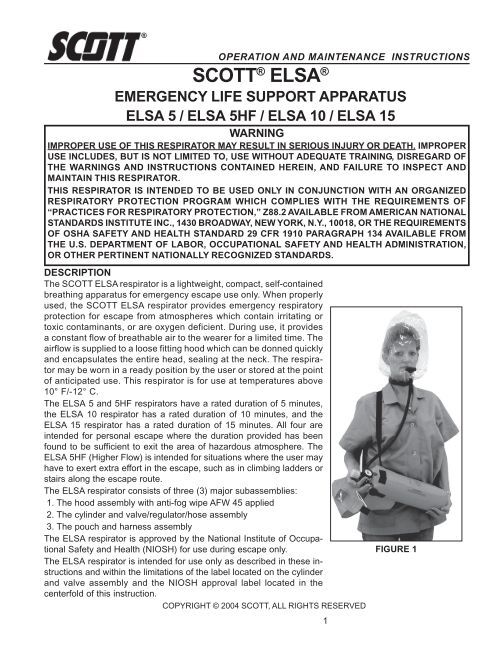 ELSA EEBD - User Manual - Scott Safety