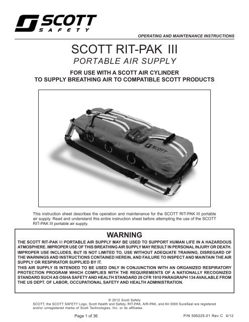 RIT-Pak III - User Manual - Scott Safety