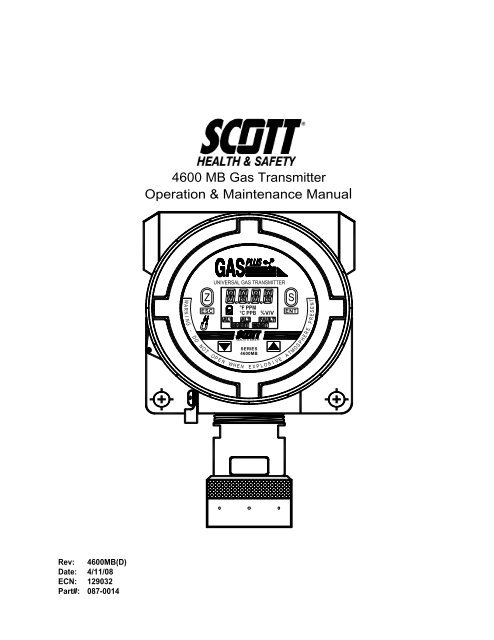 4600 MB Gas Transmitter - User Manual - Scott Safety