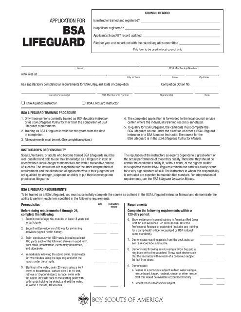 How To Become Bsa Lifeguard Certified Application For Bsa Lifeguard